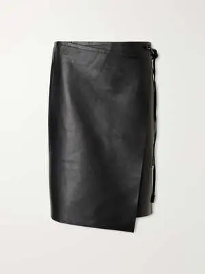 ST. AGNI Everyday Wrap Leather Mini Skirt