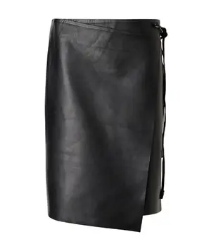 ST. AGNI Leather Wrap Mini Skirt