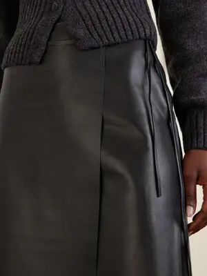 ST. AGNI Leather Wrap Mini Skirt