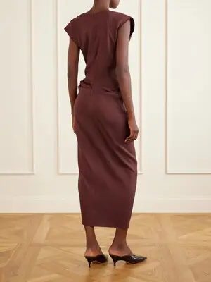 Proenza Schouler Bettina Gathered Linen-blend Midi Dress - Brown