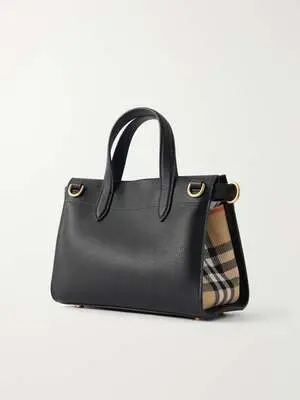 Burberry Cotswolds Mini Checked Canvas-trimmed Leather Tote