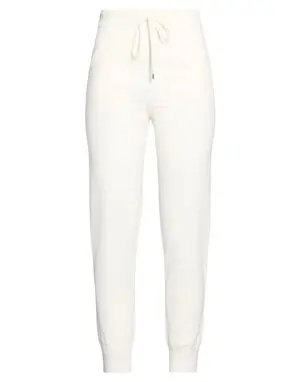KANGRA Ivory Wool Knit Tapered Drawstring Waist Pants