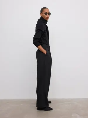 HOUSE OF DAGMAR Relaxed Wool Trousers With Elongated Pleat