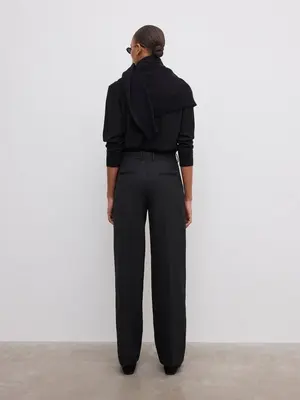 HOUSE OF DAGMAR Relaxed Wool Trousers With Elongated Pleat