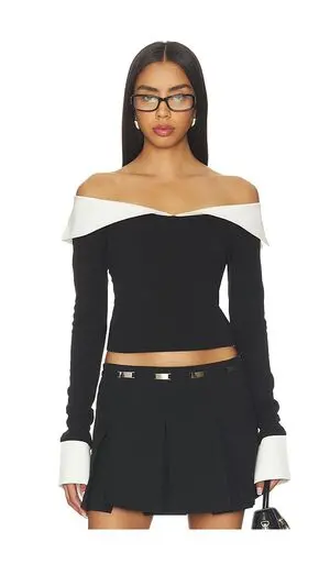 ANONIE Jade Top In ,white - Black