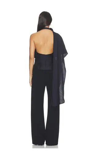RÓHE Draped Open Back Top In Black
