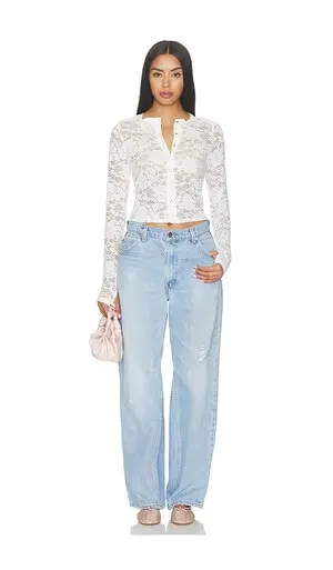 Michael Lauren Long Sleeve Lace Button-up Shirt
