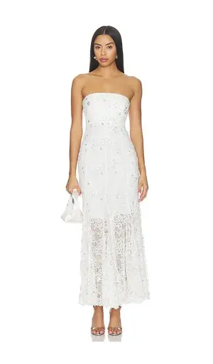 LA FUORI Sequined Lace Midi Dress - White