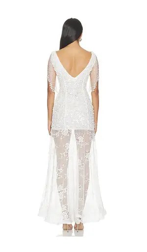 LA FUORI Embellished Lace Gown
