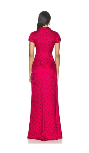 Saloni Kelly Long Dress In Red