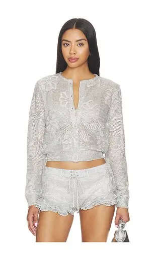 SIEDRES Poli Metallic Knit Cardigan In Metallic - Silver