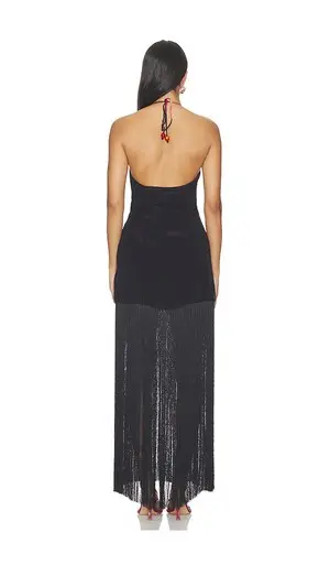 Rococo Sand Ruched Bias Fringed Mini Dress