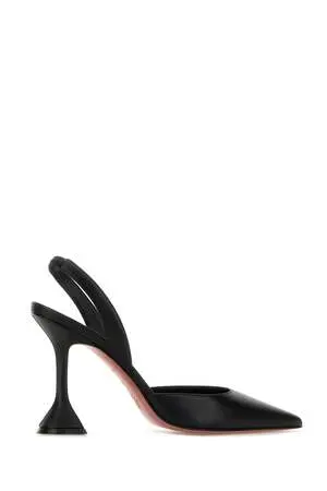 Amina Muaddi Nappa Leather Holli Sling Pumps - Black