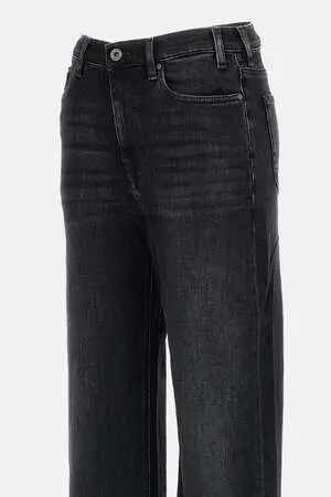 Ag Stretch Denim Wide Leg Jeans - Grigio