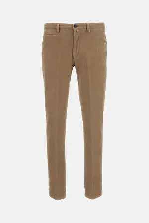 BRIGLIA 1949 Stretch Cotton Twill Moleskin Finish Trousers