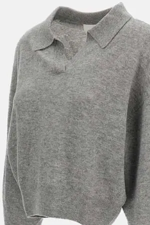 LISA YANG Katriel Polo Shirt Cashmere, Long Sleeve - Grigio