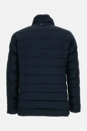 Herno Quilted Technical Fabric Jacket With Bib And High Collar - Blue