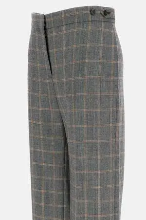 Stella McCartney Plaid Wool Trousers - Grey