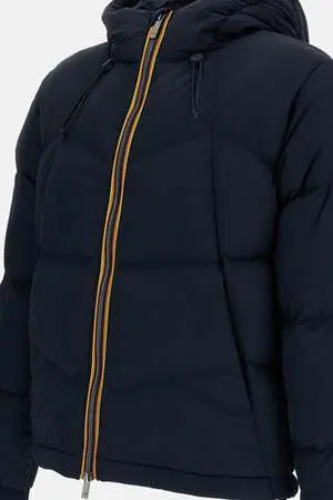 K-WAY Quilted Nylon Jacket With Hood - Blu