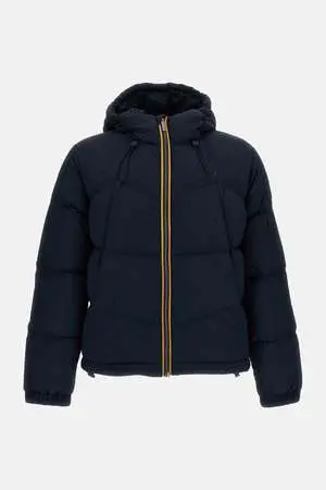 K-WAY Quilted Nylon Jacket With Hood - Blue