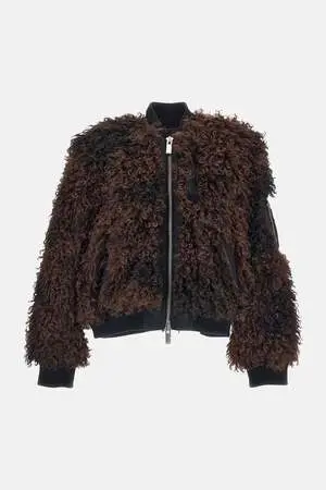 Sacai Eco-fur Bomber Jacket - Brown