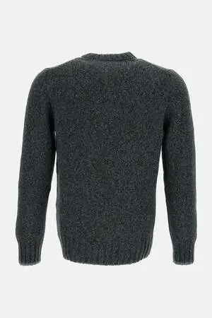 GRAN SASSO Wool Herringbone Crew Neck Sweater - Green