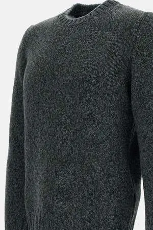GRAN SASSO Wool Herringbone Crew Neck Sweater - Green