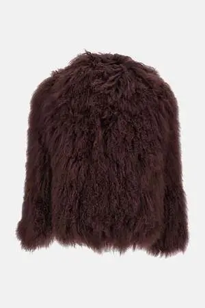 MARTHA LOUIS Mongolian Fur Midi Jacket - Marrone