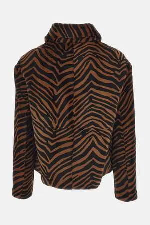 PAROSH Animal Print Leather Jacket