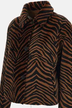 PAROSH Animal Print Leather Jacket