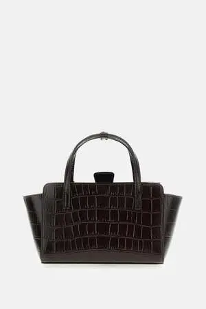 HIDESINS Crocodile-effect Leather Shoulder Bag With Flap - Marrone