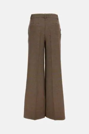 PAROSH Wide-leg Wool-blend Pants With Pied-de-poule Pattern
