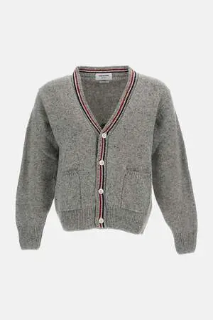 Thom Browne Cardigan Donegal Intarsia Hector Patchwork - Grey