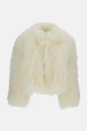 MARTHA LOUIS Mongolian Fur Coat - Bianco