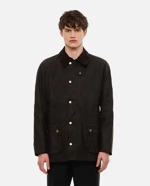 Barbour Ashbay Wax Jacket With Ribbed Velvet Collar - Verde