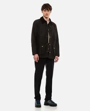 Barbour Ashbay Wax Jacket With Ribbed Velvet Collar - Verde