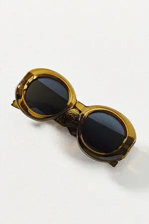 I-SEA Oval Floral Engraved Sunglasses - Moss