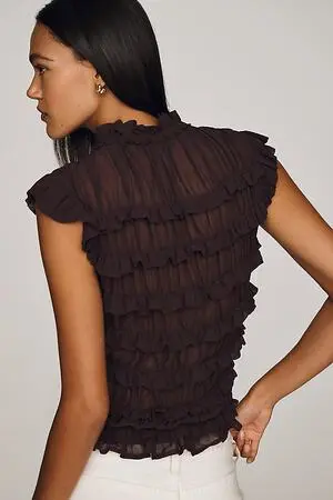 Anthropologie Layered Ruffle Top - Ganache
