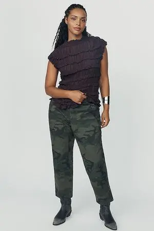 Anthropologie Layered Ruffle High Neck Top - Ganache