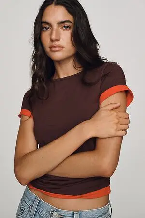 Anthropologie Evan Cched Ba Tee Brown