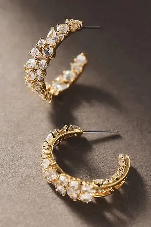 Nadri Runway Cluster Hoop Earrgs - Gold