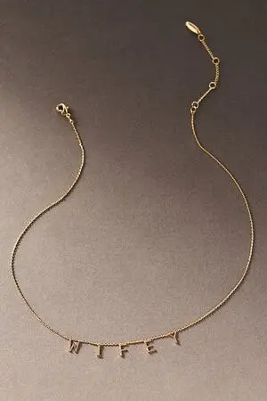Anthropologie Wifey" Charm Necklace - Gold