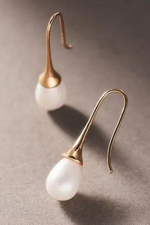 Anthropologie Pearl Drop Earrgs - Gold