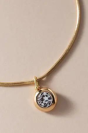 Anthropologie Crystal Bezel Pendant Necklace