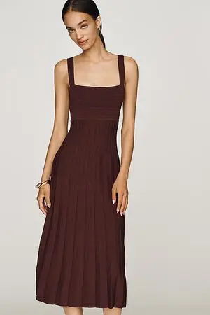 Maeve Pleated Midi Sweater Dress - Plum