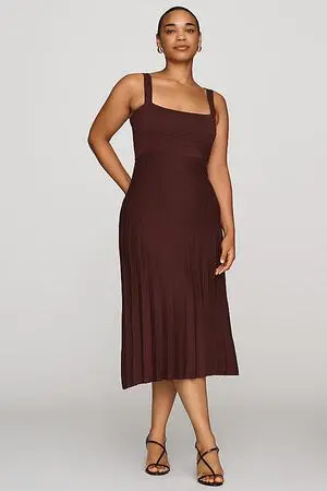 Maeve Pleated Midi Sweater Dress - Plum