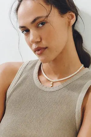 Anthropologie Demi-fe Beaded Crystal Necklace - Light Grey