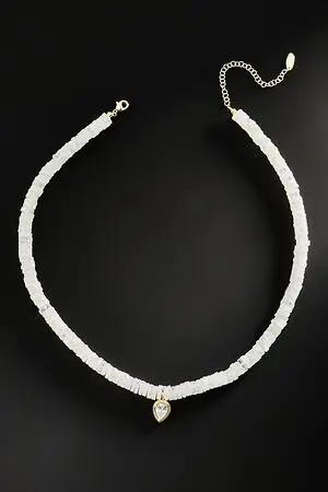 Anthropologie Demi-fe Beaded Crystal Necklace - White