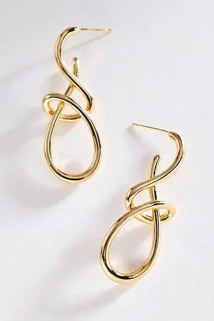 Anthropologie Abstract Knot Drop Earrings - Gold