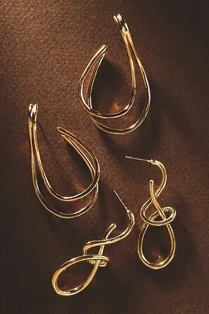 Anthropologie Abstract Knot Drop Earrings - Gold